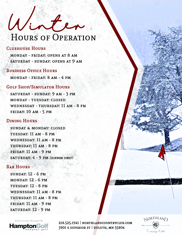 Contact Us | Northland Country Club Hours of Operation